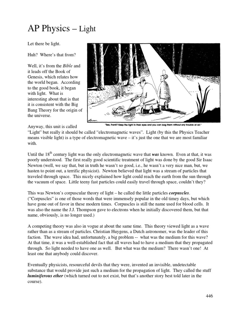 AP Physics - : Light | PDF | Reflection (Physics) | Light