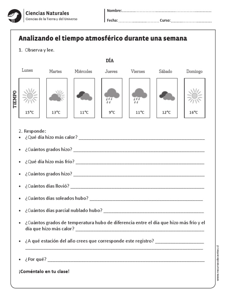 Actividades sobre el clima para niños | PDF