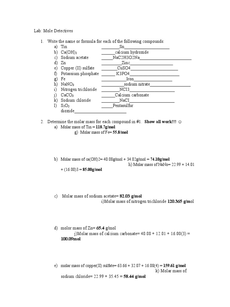 Mole Detective Virtual Lab | PDF | Mole (Unit) | Sodium Chloride