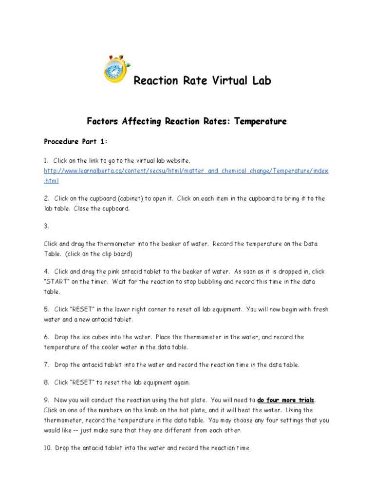 Reaction Rate Virtual Lab | PDF | Reaction Rate | Chemical Reactions