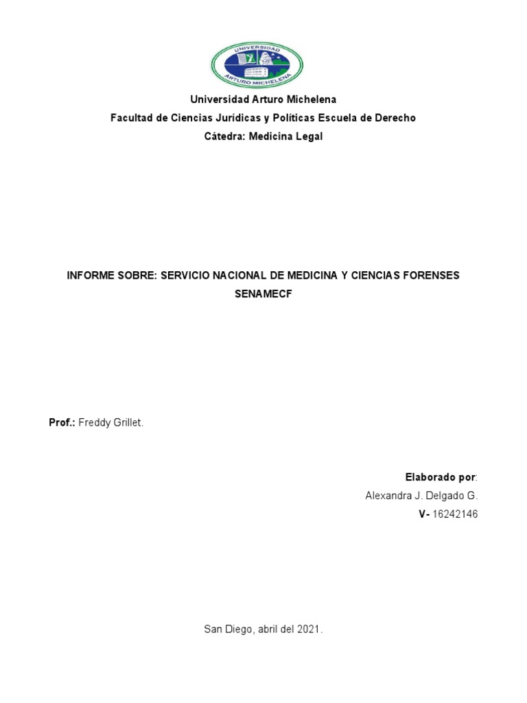 Informe SENAMECF | PDF | Jurisprudencia médica | Ciencia forense