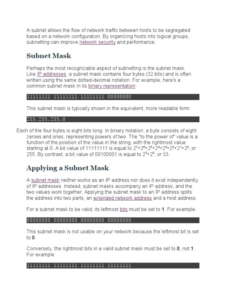 A Subnet Allows The Flow Of Network Traffic Between Hosts To Be Segregated Based On A Network