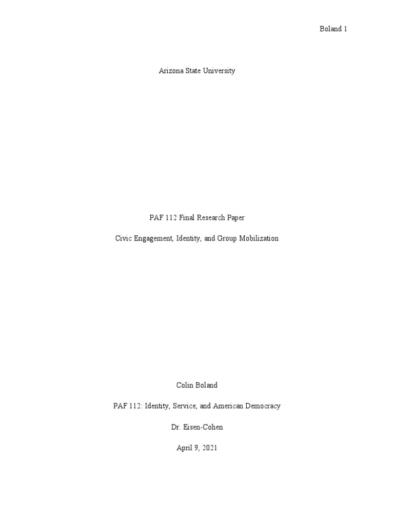 Paf112 - Final Research Paper - Final Draft | PDF | Social Capital ...