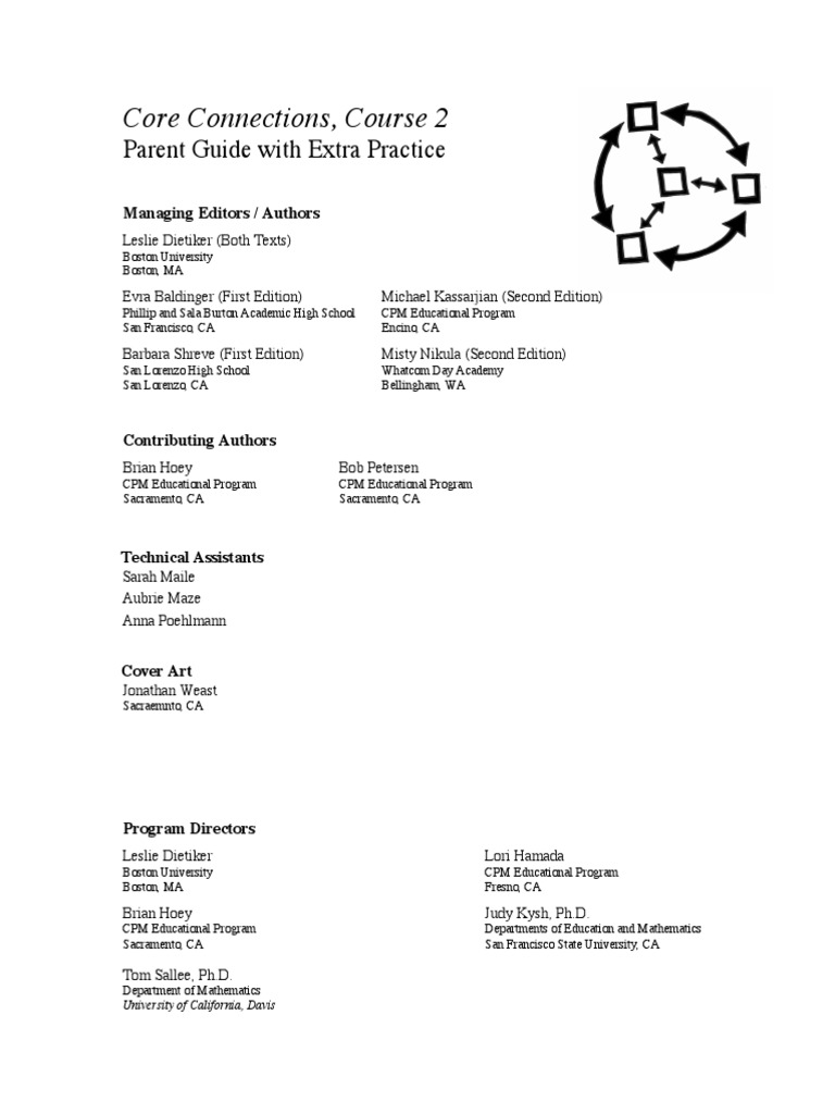 Core Connections, Course 2: Parent Guide With Extra Practice | PDF ...