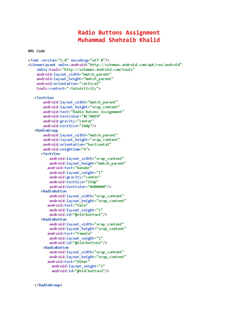 Radio Button Assignment | PDF | Android (Operating System) | System Software