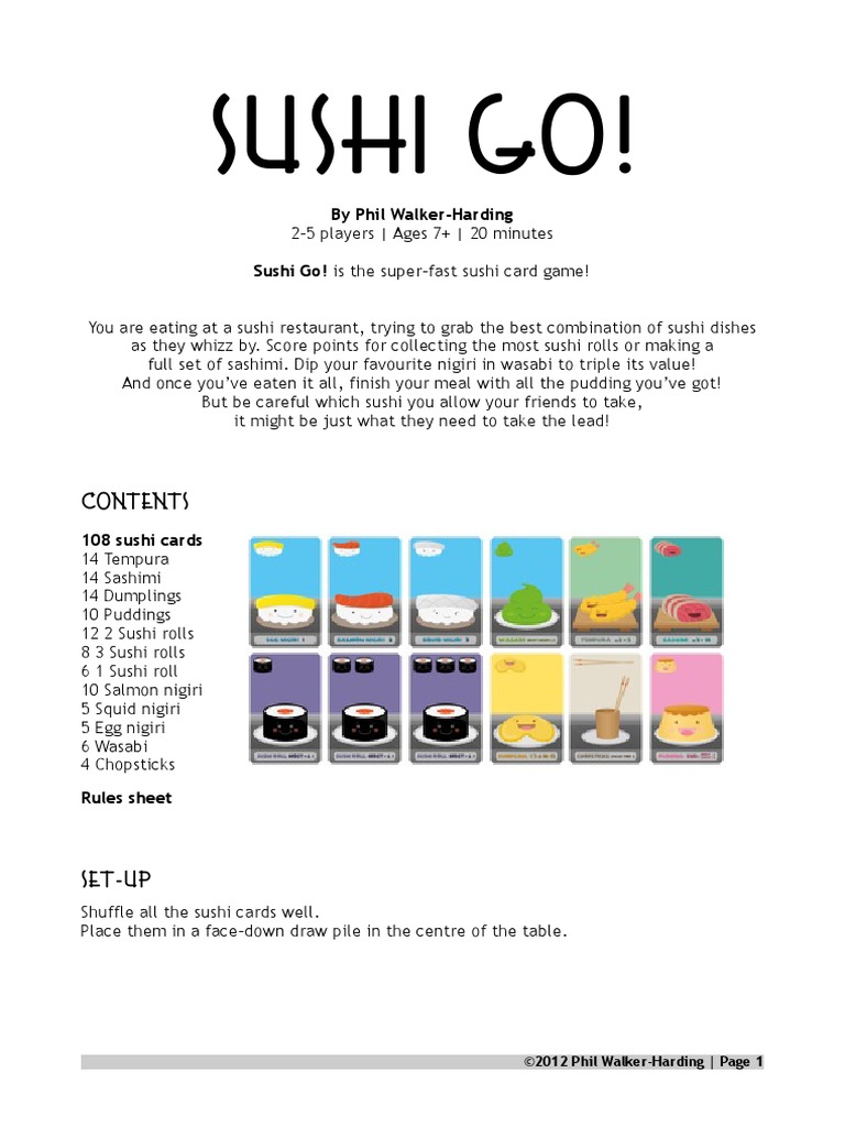 Sushi Go!: by Phil Walker-Harding | Download Free PDF | Sushi | Card Games