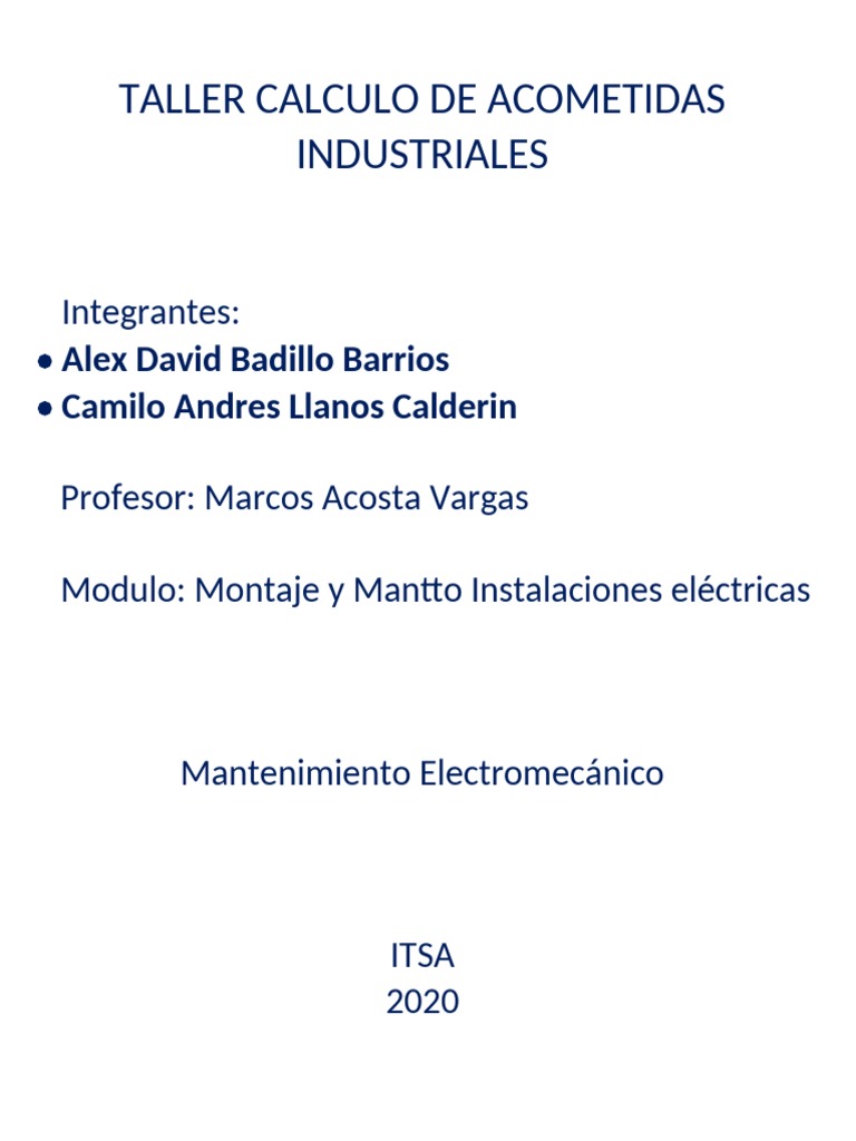 Taller Acometidas Alex Badillo - Camillo Llanos | PDF
