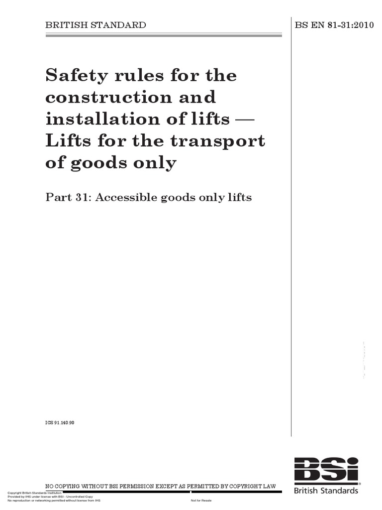 BS en 81-31-2010 | PDF | Elevator | Safety