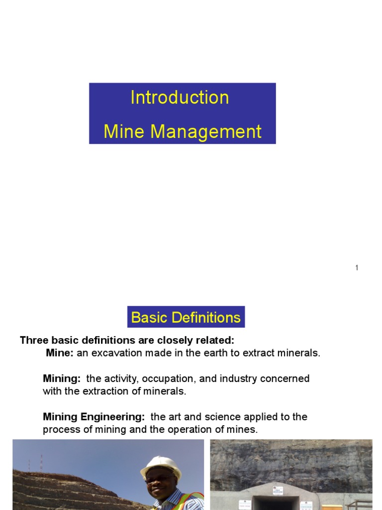 Lecture 2 - Introduction To Mine Management | PDF | Mining | Sustainability