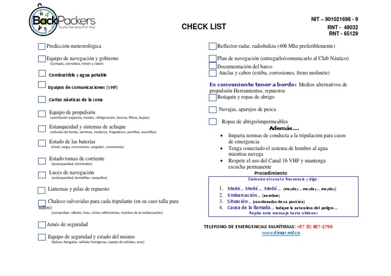 Check List - Embarcación | PDF | Transporte de agua | Embarcación