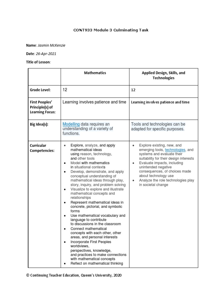 Cont933 Module 3 Culminating Task Jasmin Mckenzie | PDF | Regression ...