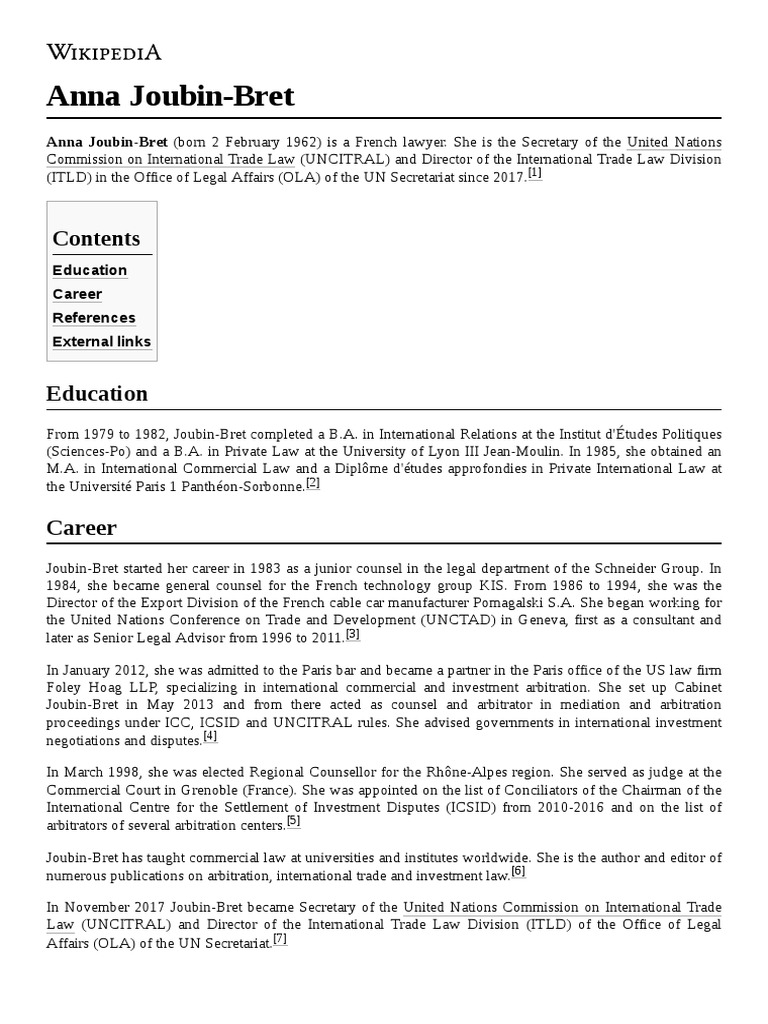 Anna Joubin-Bret | PDF | Business Law | Arbitration