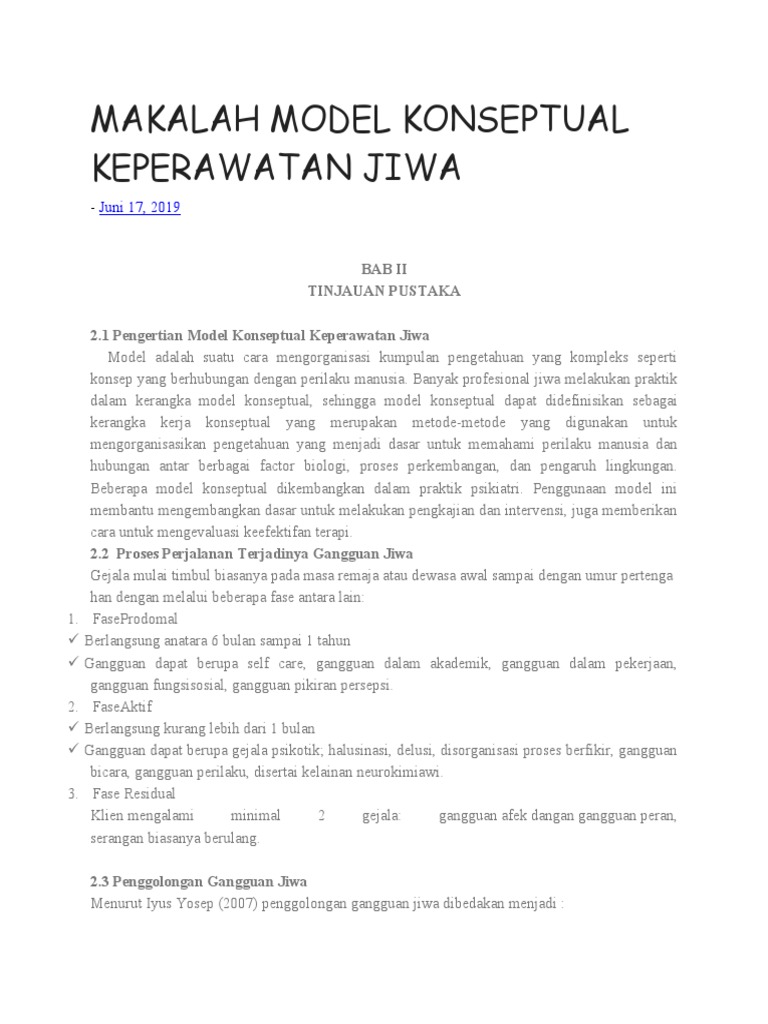 Makalah Model Konseptual Keperawatan Jiwa | PDF | Pengembangan Diri