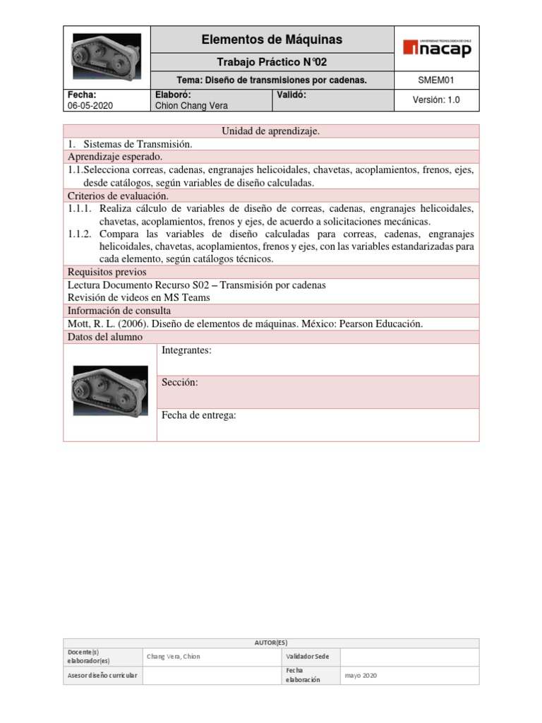 Diseño y cálculo de transmisiones por cadenas | PDF | Engranaje | Transmisión (Mecánica)