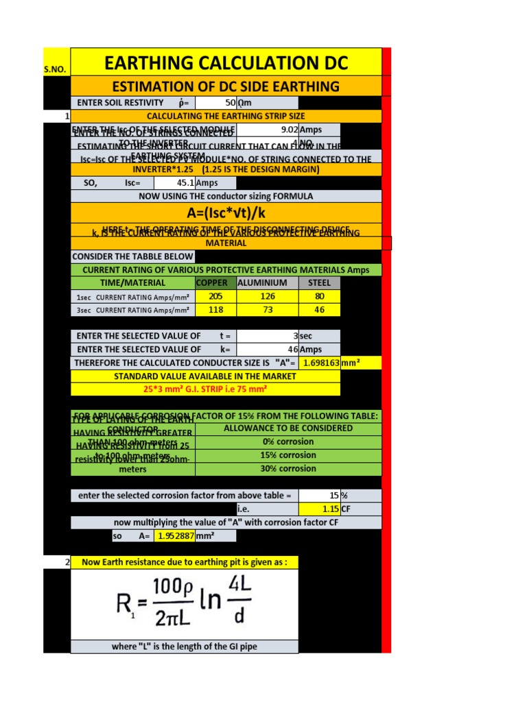 Earthing Calculation | PDF | Electrical Resistivity And Conductivity ...
