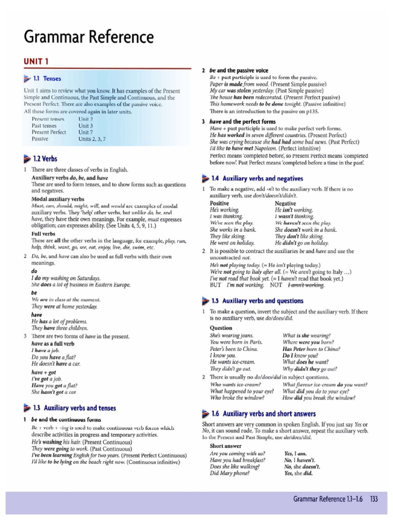 Unit 1 Tenses Grammar Reference | PDF
