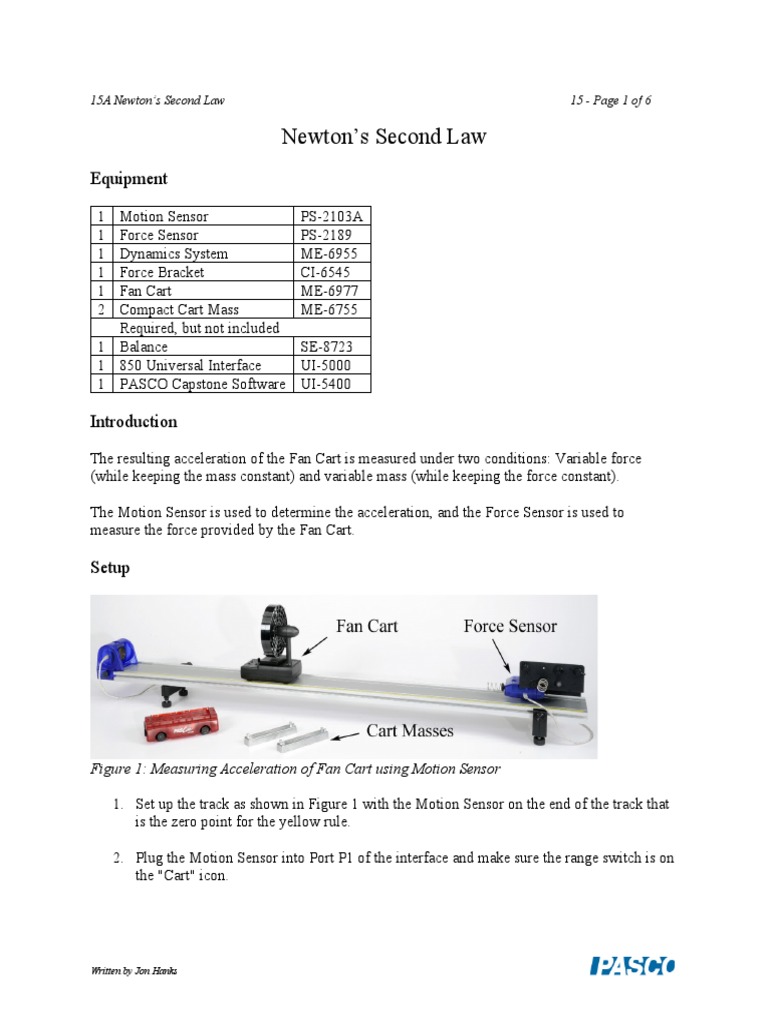 Newton's Second Law: Equipment | PDF | Force | Mass