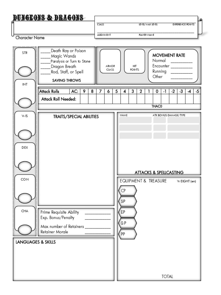 Modern ODD Character Sheet FF | PDF | Dungeons & Dragons | Fantasy Games
