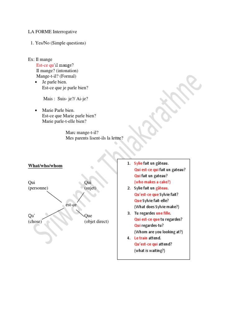 LA FORME Interrogative | PDF | Syntaxe | Grammaire