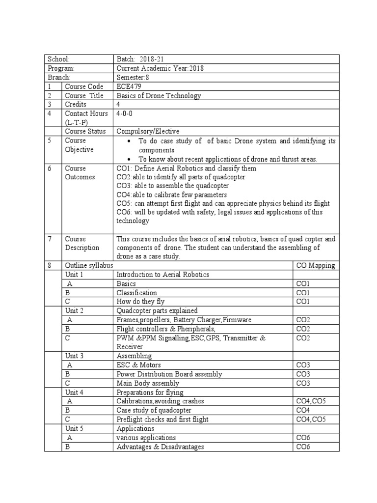 Basics Of Drone Technology Pdf Quadcopter Science