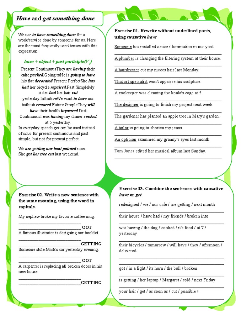 Have and Get Something Done: Have + Object + Past Participle (V) | PDF ...