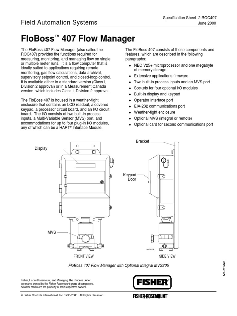 Floboss 407 Flow Manager: Field Automation Systems | PDF | Programmable Logic Controller | Input ...