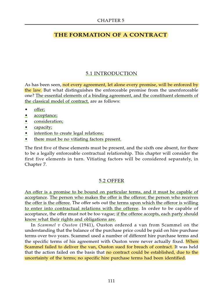 Business Law CH 5 Formation of A Contract | PDF | Offer And Acceptance ...