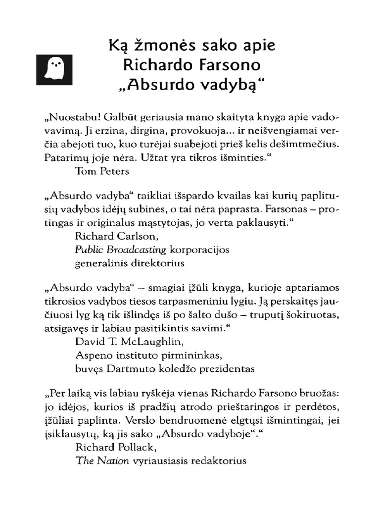 Richard Farson - Absurdo Vadyba | PDF