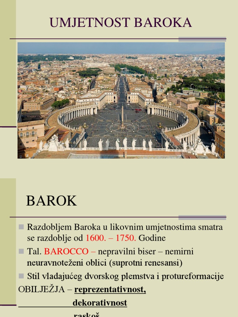 Barokna Umjetnost - Arhitektura I Kiparstvo | PDF