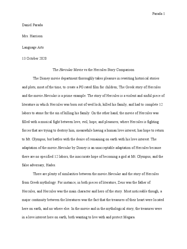 Hercules Movie Vs Story Comparison | PDF | Hades | Mythology