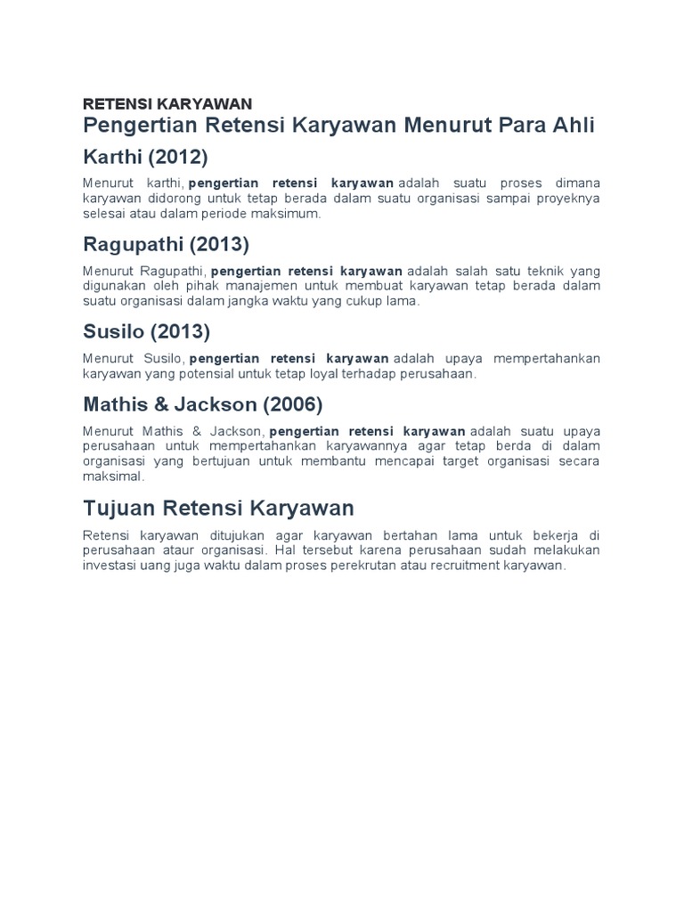 RETENSI | PDF | Karier & Perkembangan