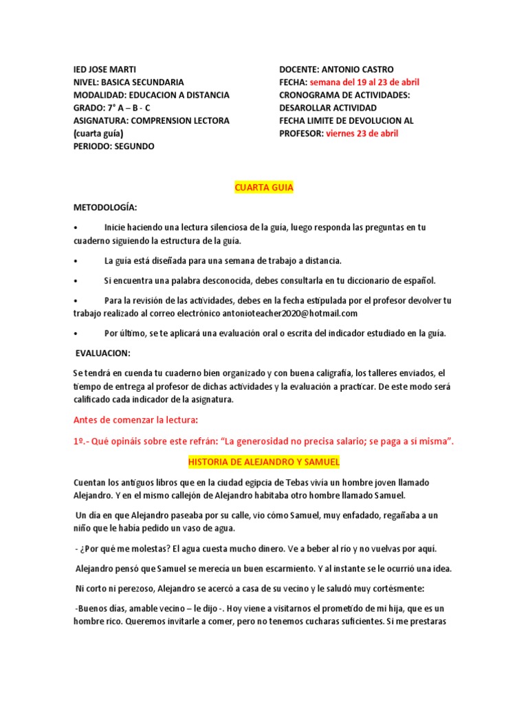 COMP. LECT. (Cuarta Guia) | PDF