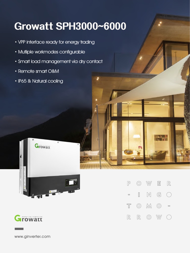 Growatt SPH 3000 6000 Data Sheet | PDF | Alternating Current | Force