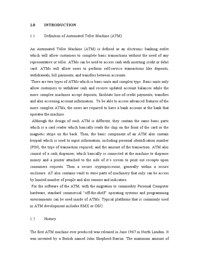 Atm Report Latest | Download Free PDF | Automated Teller Machine | Banking