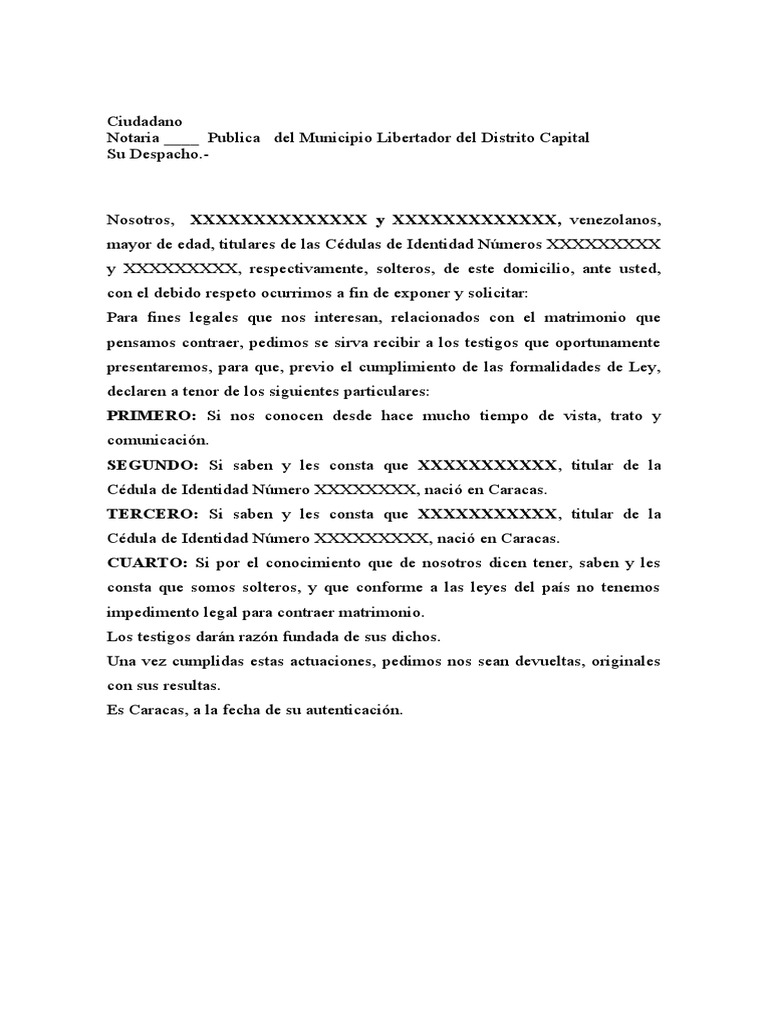 Modelo Carta de Solteria | PDF