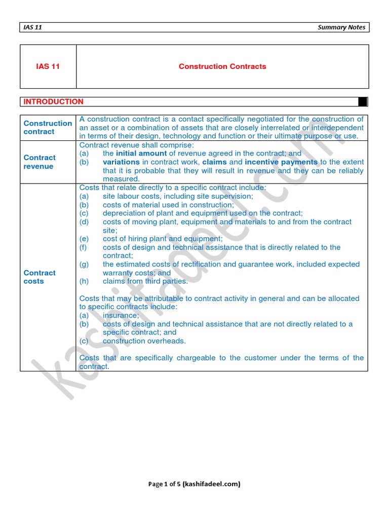 IAS 11 Construction Contracts | PDF | Cost | Revenue