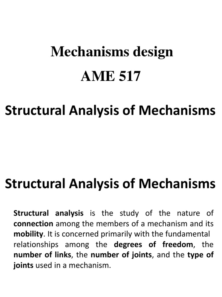 Mechanisms Design L 2-1 IntroductionStructural Analysis of Mechanisms ...