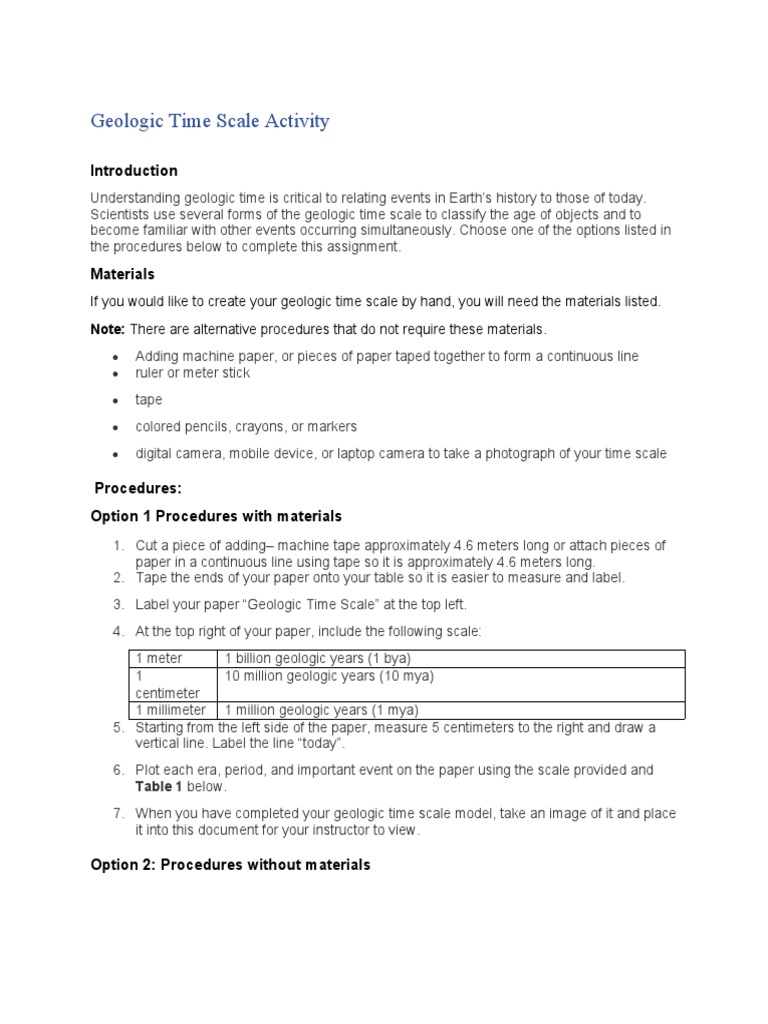 Geologic Time Scale Activity Guide | PDF | Geologic Time Scale ...