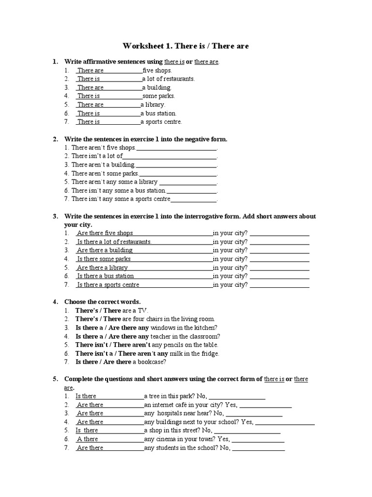 There Is/Are Worksheet Exercises | PDF | Foreign Language Studies ...