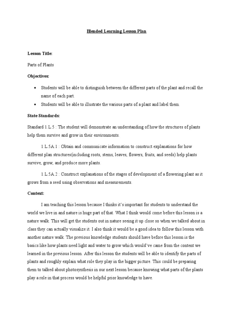 Blended Learning Lesson Plan | PDF | Pedagogy | Learning