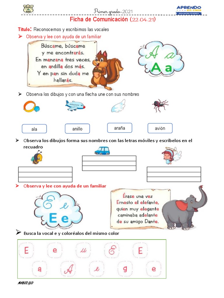Reconocemos y Escribimos Las Vocales | PDF | Artes del Lenguaje y ...