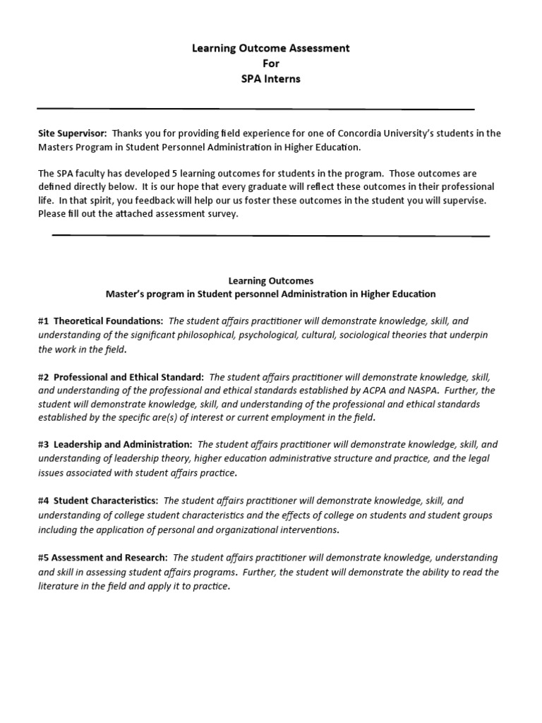 Final Internship Evaluation | PDF | Student Affairs | Leadership