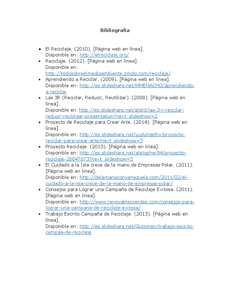 Bibliografia Reciclaje | PDF