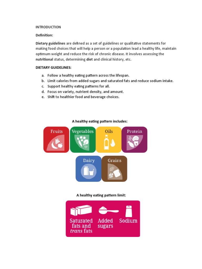 Dietary Guidelines | PDF | Healthy Diet | Foods