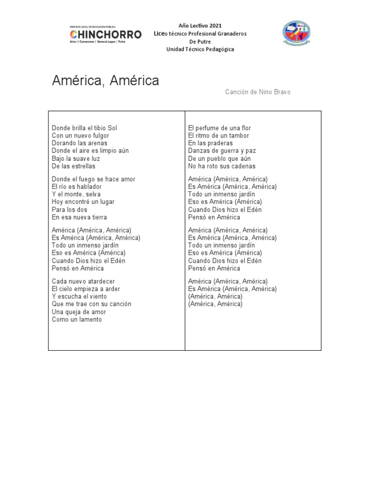 Letra Cancion America | PDF