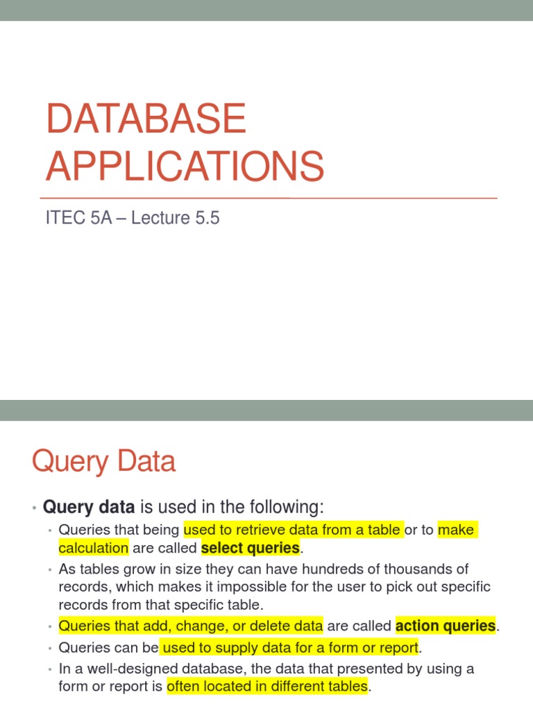 ITEC5 Lec5.5 | PDF | Information Retrieval | Databases