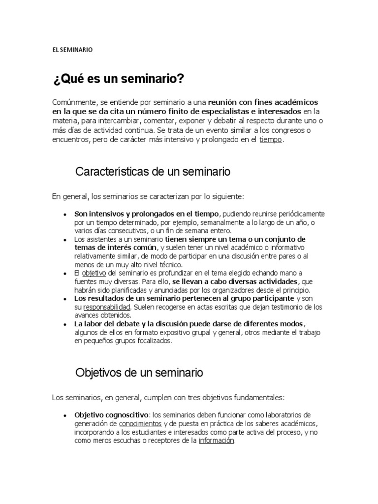 Características y Tipos de Seminarios | PDF | Seminario | Sócrates