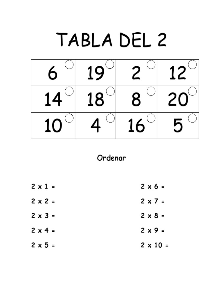 Ejercicios de Tablas de Multiplicar Del 2 Al 5 | PDF