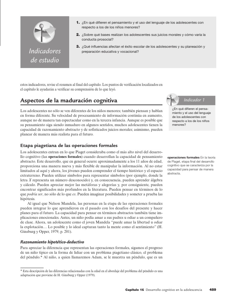 Lectura S2 Desarrollo Cognitivo en La Adolescencia - 489-493 | PDF | Desarrollo cognitivo ...