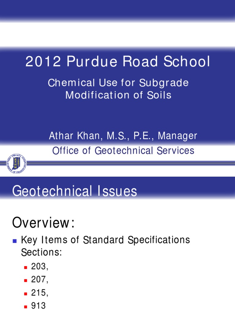 INDOT Subgrade Treatment Specifications | PDF | Road Surface | Lime ...